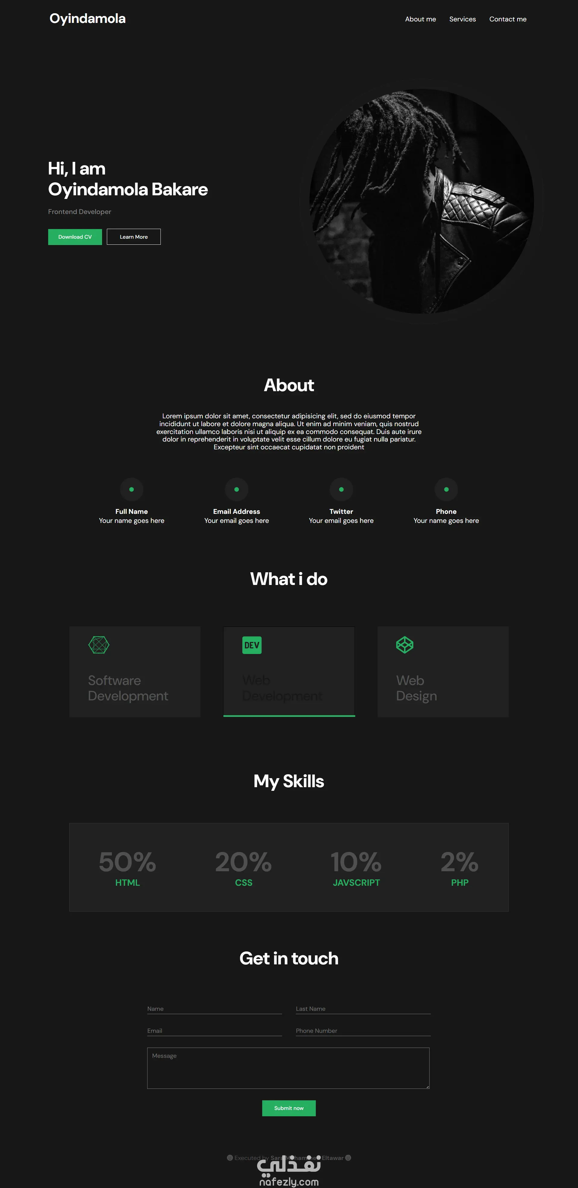 design of Oyindamola home page | نفذلي