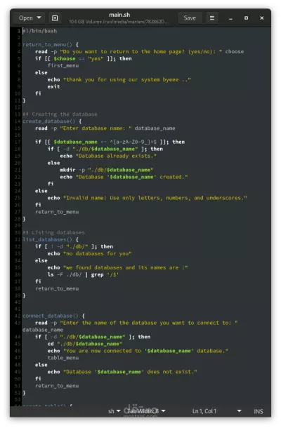 Database management system using bash scripting | نفذلي
